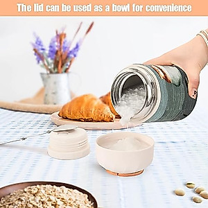 CUPADA Watercolor Cat Seamaid Food Jar, Sea Waves Fishes Insulated Hot Food Jars Vacuum 17OZ with Folding Spoon for Work Trip Picnic Camping