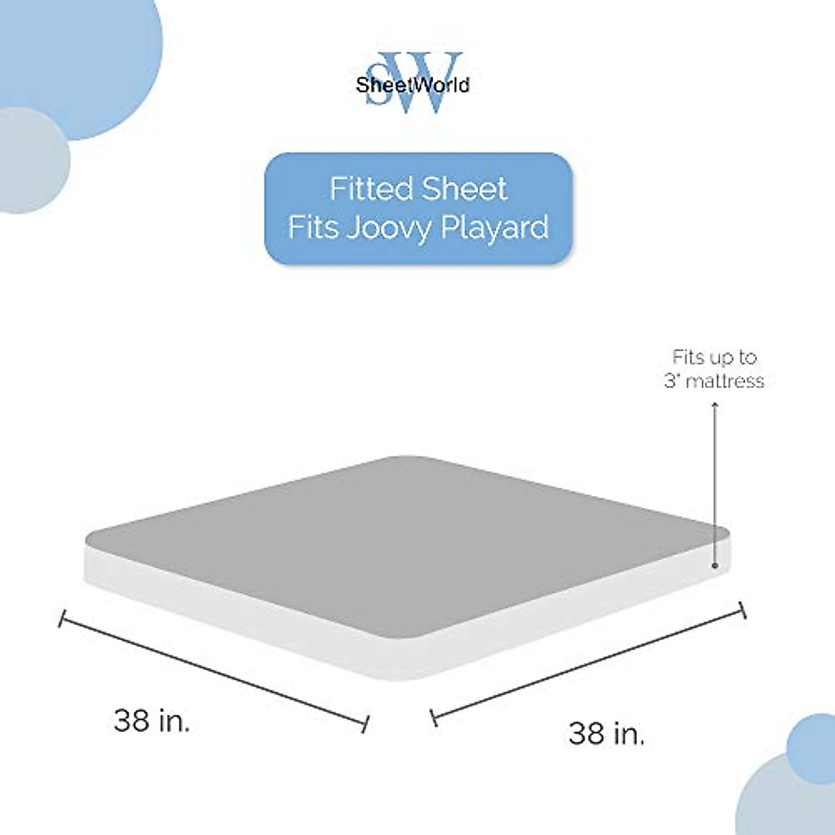 SheetWorld Baby Fitted Square Play Yard Sheet Compatible with Joovy 38 x 38 inches, 100% Cotton Jersey Hypoallergenic Sheet, Unisex Boy Girl, Blue Gingham, Made in USA