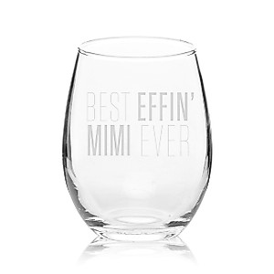 Veracco Stemless Wine Glass Best Effin' Mimi Ever (Clear, Glass)