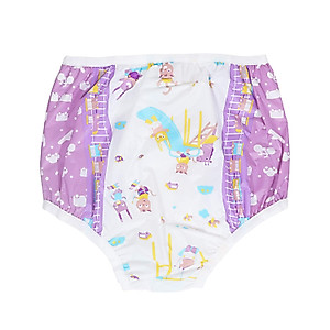 Adult Bbay Plastic Pants Adult Incontinence PVC Diaper Cover 2 Pieces (XL, Purple)