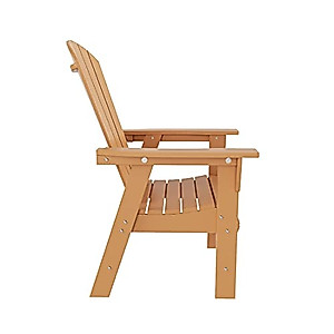 WO Outdoor Adirondack Dining Chair Lounger Seat Retro Beach Aesthetic Seat Furniture for Outside Restaurant Dining, Home, Balcony, Terrace, Lawn, Pool, Deck, Garden (Teak)