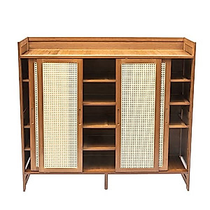 kunghei 6-Tier Large Shoe Cabinet or Home Organizer Cabinet Shoe Rack with Doors, Bookshelf Entryway Shoe Storage Cabinet with Storage Shelves for Entryway, Hallway, Closet, Living Room