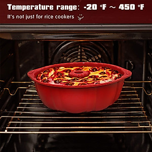 SILIVO 9 Inch Silicone Bunt Cake Pans (2 Pack) - 10 Cup Nonstick Silicone Fluted Tube Pan, Silicone Cake Molds for Baking for Cake, Brownie, Jello and Bavarois