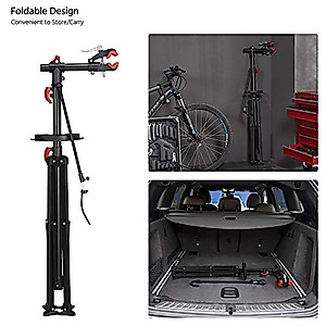 Yaheetech Bike Repair Stand Height Adjustable with Multiple Quick Release Telescopic Arm Tool Tray for Home Bicycle Mechanic