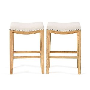 Christopher Knight Home Avondale Backless Counter Stools, 2-Pcs Set, Beige