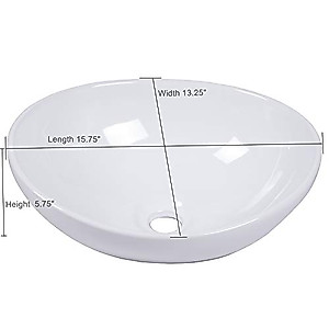 Oval Vessel Sink - Mocoloo 16” x 13“ Bathroom Sink Countertop Oval Shape Small Bathroom Sink White Porcelain Ceramic vanity Bowl, Above Counter Modern Art Bsin.