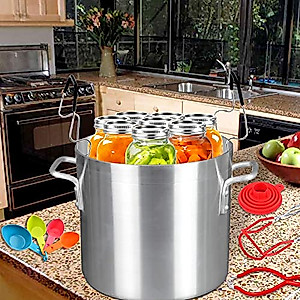 UONMAY Canning Supplies Starter Kit Canner Tools Set with Stainless Steel Canning Rack, Jar Lifter Tongs, Funnel, Labels, Bubble Popper, Jar Wrench, Lid Lifter for Canning Pot Accessories 60pcs Red