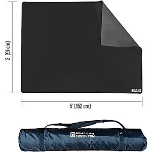 Board Game Playmat [3'x5'/Thick Super Cushioned/Stitched Edge/Water Resistant] with Carrying Case - for Tabletop Board Games, Card Games, RPG Games (Medium, Black)