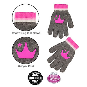 Disney Girls Princess Hat And Kids Gloves Set For Ages 4-7, Grey