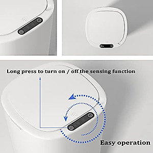 Bathroom Trash Can with Lid, Sapouni 3.2 Gallon Automatic Touchless Infrared Motion Sensor Trash Can Smart Kitchen Trash Can Round Bedroom Garbage Can for Home, Office (3.2 Gal, White)