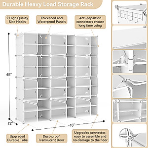 WEXCISE Portable Shoe Rack Organizer with Door, 48 Pairs Storage Cabinet Easy Assembly, Plastic Adjustable Stackable Detachable Free Standing DIY Expandable 8 Tier White, (NNF-XJ-012)