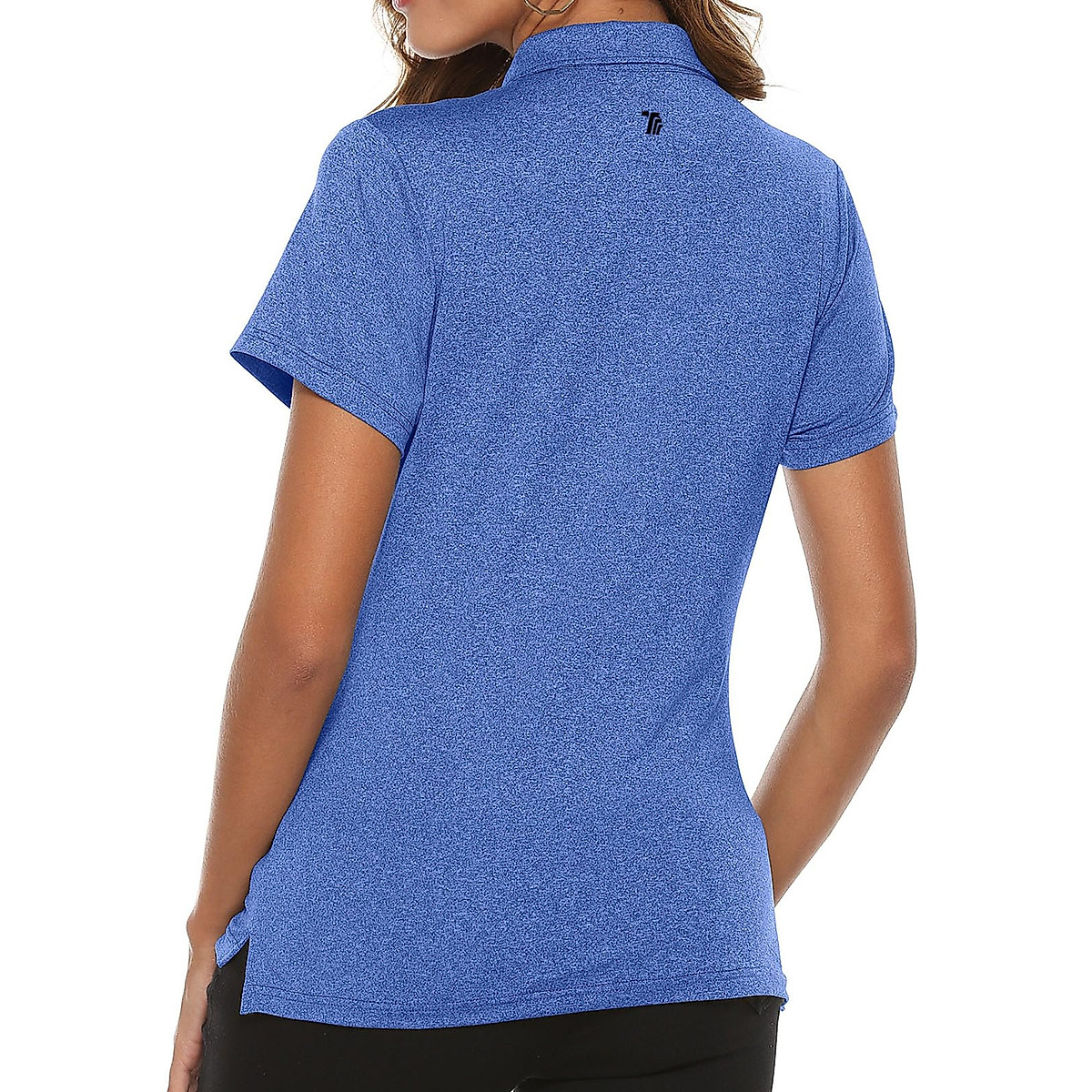 TBMPOY Women's Golf Polo T Shirts Lightweight Moisture Wicking Short Sleeve Shirt Quick Dry 4-Button Dark Blue M