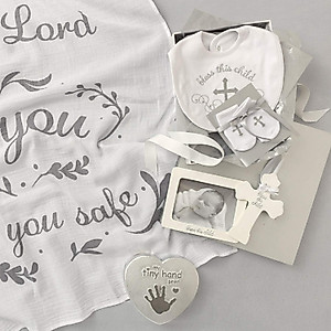 C.R. Gibson Resin Baby Cross and ''Bless This Child'' Baby Photo Frame Set, Frame Measures 5.5'' x 7'' and Cross Measures 4.5'' x 6.75''