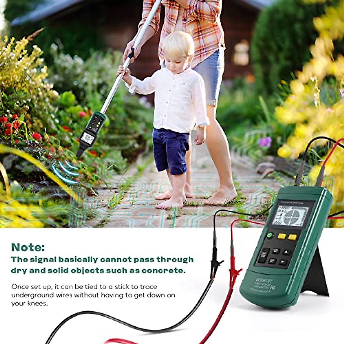 Bonvoisin Underground Wire Locator Cable Tracer Detector for Finding Wall/Underground/Dog Fence Broken Wire, Short Circuit, Metal Pipe (Batteries Included)