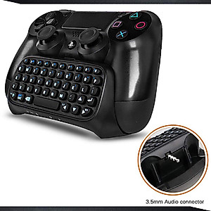 JIMAT Wireless Keypad Compatible for PS4 Keyboard PlayStation Slim Pro Controller ChatPad Input Text Search Chat | Built-in Speaker 3.5mm Jack