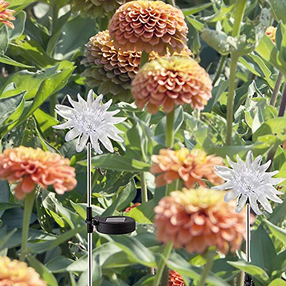 2PCS Waterproof Outdoor Solar Garden Stake Lights with Vivid Figurine –Sun Flower LED Garden Landscape Lawn Lamp for Flower Beds Backyards Decoration