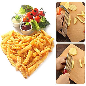 2 Pieces Crinkle Cutters for Vegetable Potatoes Fries Stainless Steel Wavy Slicers Kitchen Crinkle Cutter Knife Chipper Salad Chopping Cucumber Carrot Fruit