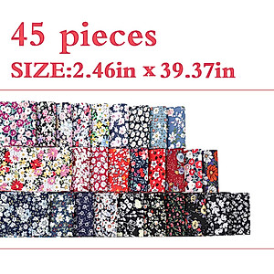 45PCS Fabric Jelly Rolls, Jelly Roll Fabric Strips for Quilting, Patchwork Craft Cotton Quilting Fabric, Quilting Fabric, Plain Weave Cotton Fabric (Dark Color Series)