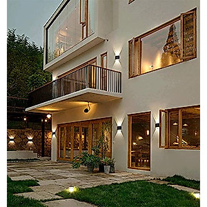 SOKHNA Modern Outdoor Waterproof Wall Light,6W Porch Wall lamp,Up Down Porch Wall Light Indoor Matte Black Wall Mount Light Fixture for Yards,Doorways