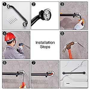 DeDebrly Shower Grab Bar 16-Inches Bathtub Grab Bar, Stainless Steel Safety Grab Bar, Home Care Bathroom Safety Grab Bar Hand Support Rail Balance Handrail, Matte Black