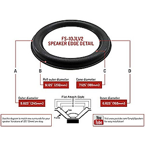 JL Audio 10 Inch Foam Speaker Repair Kit, 10W6v2-D4, FSK-10JLv2 (Pair)