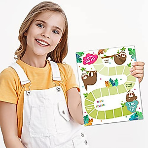 Magnetic Chore Chart for Kids- Sloth Themed Reward Chart-Organizational Reward Planner - Good Behavior Chart for Kids at Home, Magnetic Reward Behavior Star Chore Chart - 8 x 10 inch