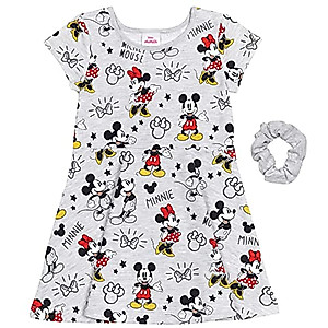 Disney Minnie Mouse Mickey Mouse Infant Baby Girls Short Sleeve Dress Scrunchy Set Gray 18 Months