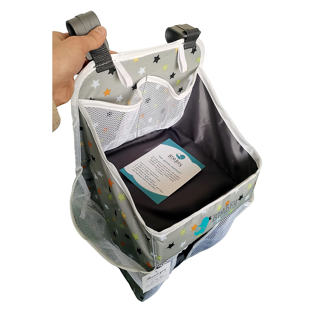 BiMBKy Hanging Diaper Caddy Organizer, Grey, Stacker For Crib, Nursery Storage For Changing Table, Practical And Ideal For Newborn Boy And Girl – 17’’ x 10’’ x 10’’