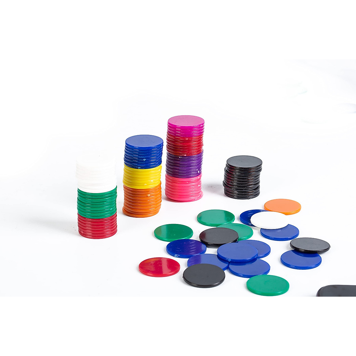 Smartdealspro 300pcs 1 Inch 10 Colors Opaque Plastic Learning Counters Counting Mini Poker Chips Game Tokens (Without Edge)