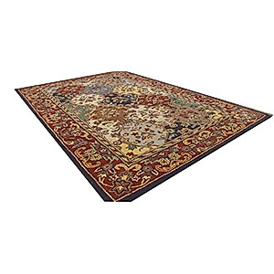 Allen Home Wool Area Rug | Alive Bakhtiyar Beige Area Carpets Suitable for Home Office, Living Room, Bedroom, Dining Room | Handcrafted | Traditional Wool Rugs | 100% Wool | 5'X8' |