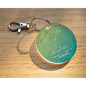 Trend Setters Ltd. – Pisces Zodiac - Personalized –Acrylic Keychain – Fused Image Birthday Gift Stocking Stuffer