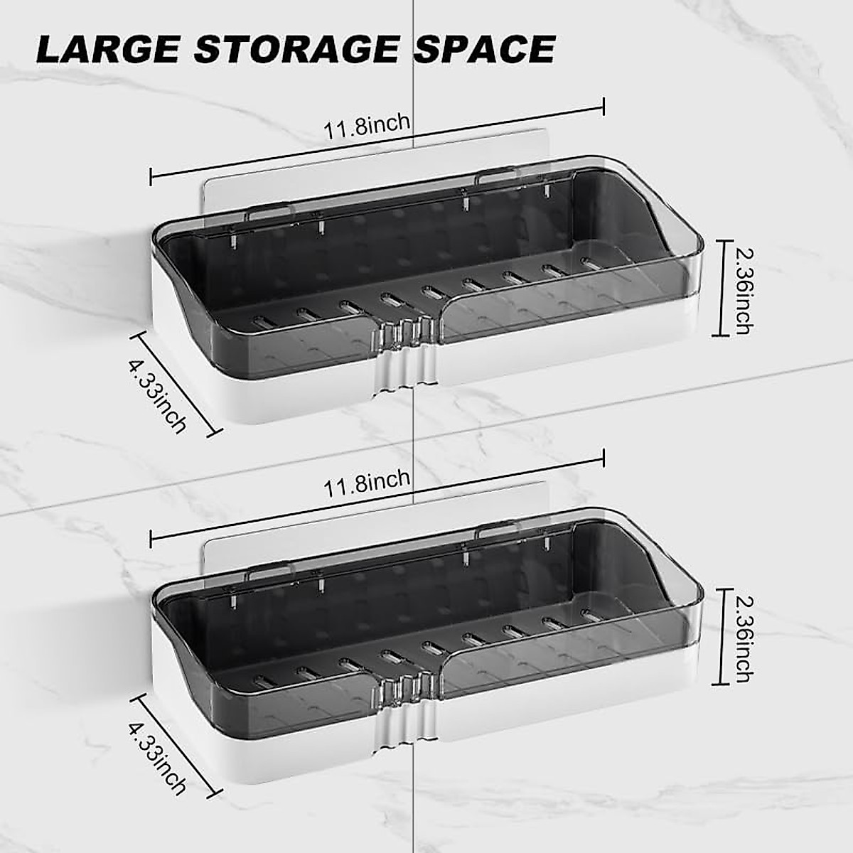 Aukomer Shower Caddy Bathroom Shower Shelves 2 Pcs Adhesive Shower Organizer, No Drilling Dual-Layer Bathroom Wall Organizer, Upgraded Kitchen Storage Rustproof Storage Rack for Bathroom