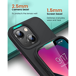 OuXul iPhone 13 Mini Case Liquid Silicone & Soft Microfiber Lining Phone Case with Camera & Screen Protective for iPhone Mini 13 5.4 inch (Black)