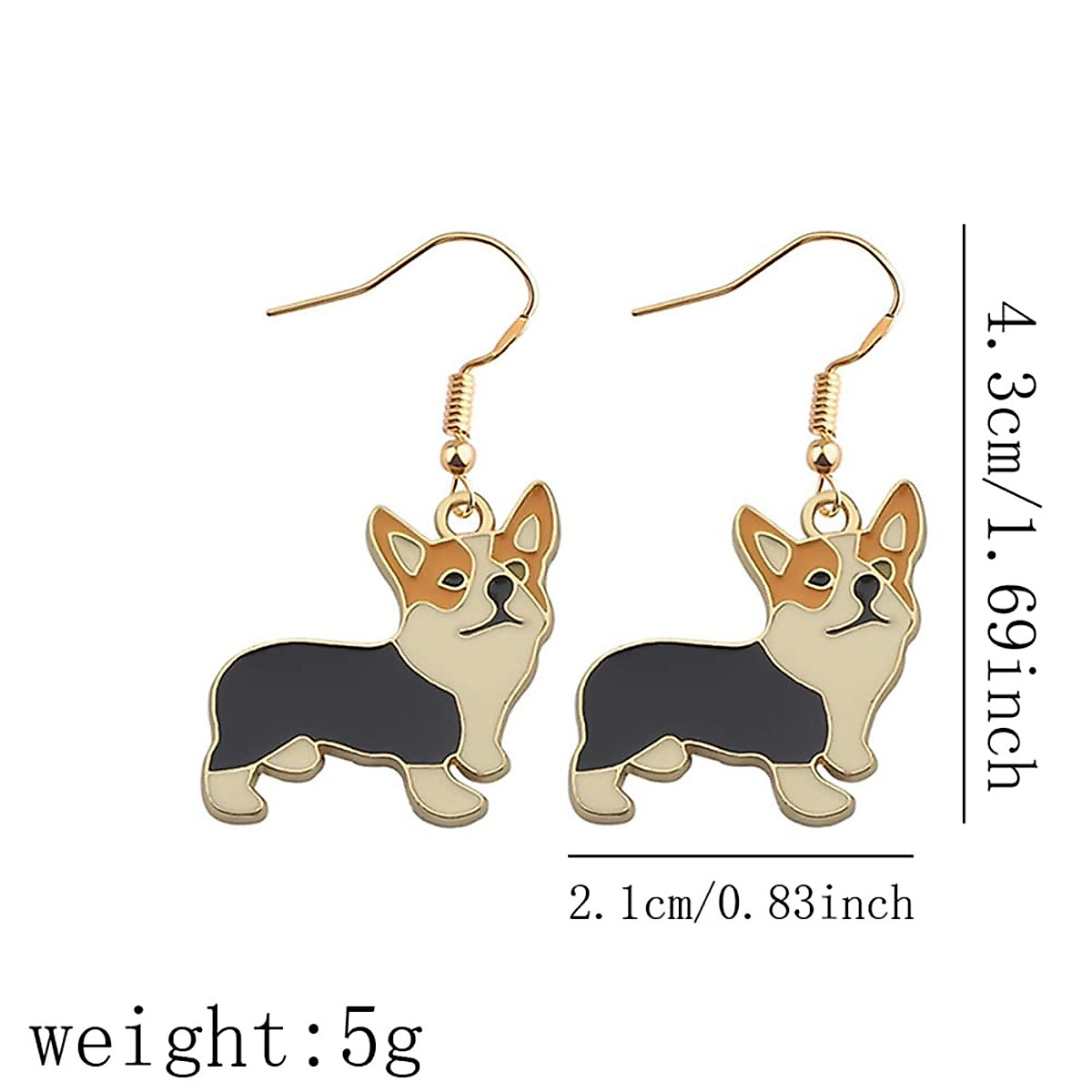 DIYANMMY Cute cartoon alloy Corgi Dog Drop Dangle Earrings On Charm Animal Jewelry Corgi Gift For Pet Lover Corgi Mom Puppy Mom (Dog earrings)