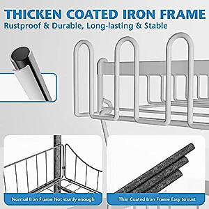 Dish Drying Rack, 2 Tier Dish Rack and Drainboard Set with Drainage, Rust-Proof 15.7" x 11.8" x 13.3" Dish Drainer with Removable Cup Holder, Utensil Holder for Kitchen Counter (White)