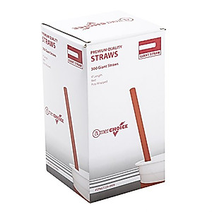 AmerCare 9 Inch Giant Red Poly Wrapped Straws, Case of 7200