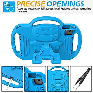 AVAWO Kids Case for iPad 10th 10.9 Inch 2022/iPad Air 6/5/4 2024 Generation Pro 12345- with Shoulder Strap/Handles/Adjustable Kickstand Light Weight Durable Cover for iPad 10 gen, Blue