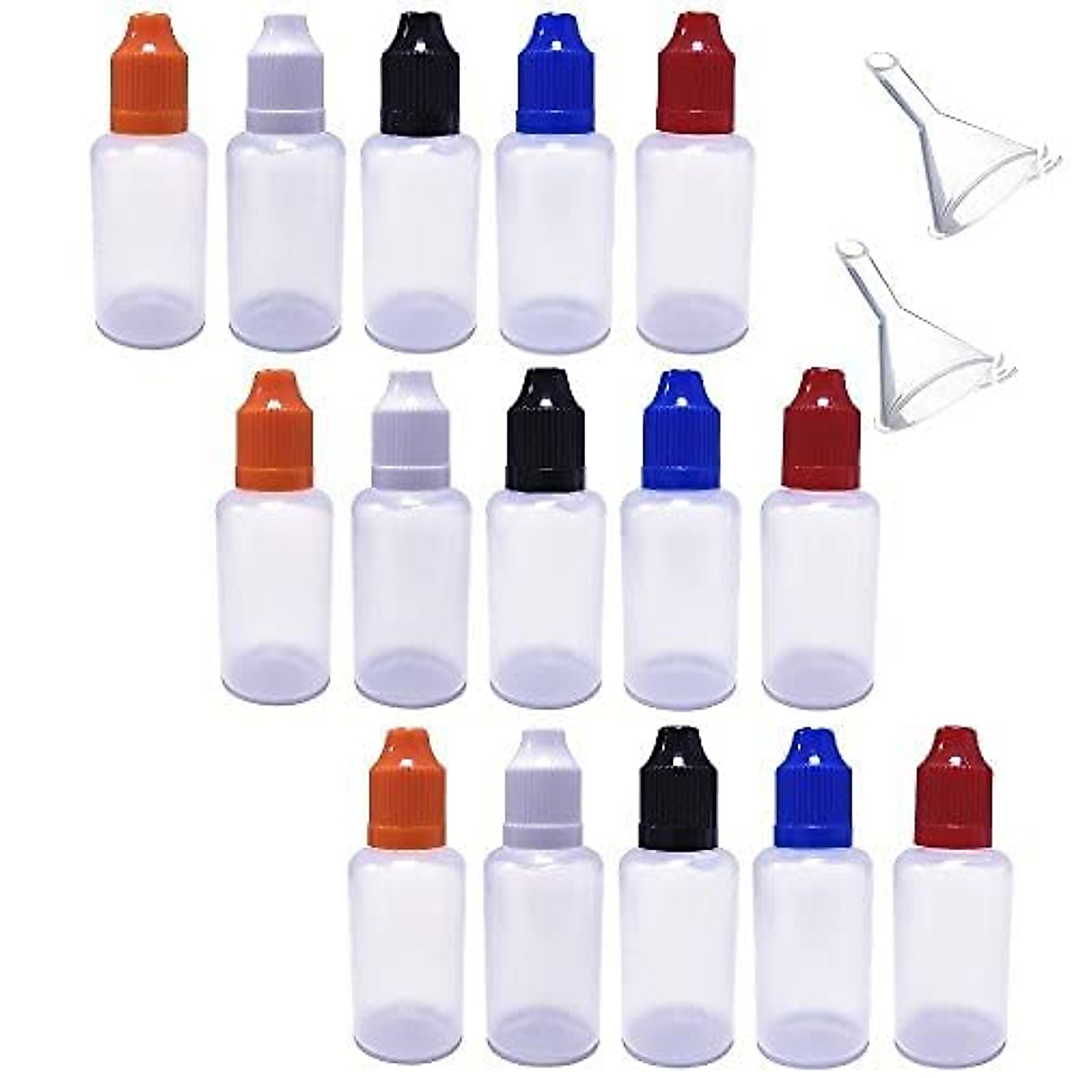 JOYWEE 30 Pack, 30ml Empty Plastic LDPE Dropper Bottle Funnel Eliquid Applicator Squeeze Dropping Bottle Thin Tip with Childproof Cap
