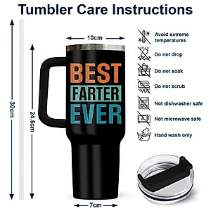34HD Funny Dad Tumbler with Handle & Straw, 40oz Stainless Steel Vacuum Insulated Best Dad Coffee Mug with Lid, Birthday Christmas Father Day Gifts for New Papa Husband Grandpa