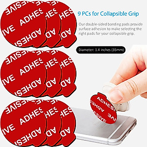PKYAA 9 Pack Sticky Adhesive Compatible with Socket Base, Double-Sided Replacement Tape for Collapsible Grip & Stand Back - 9pcs 1.4 inches(35mm) Adhesive Tapes