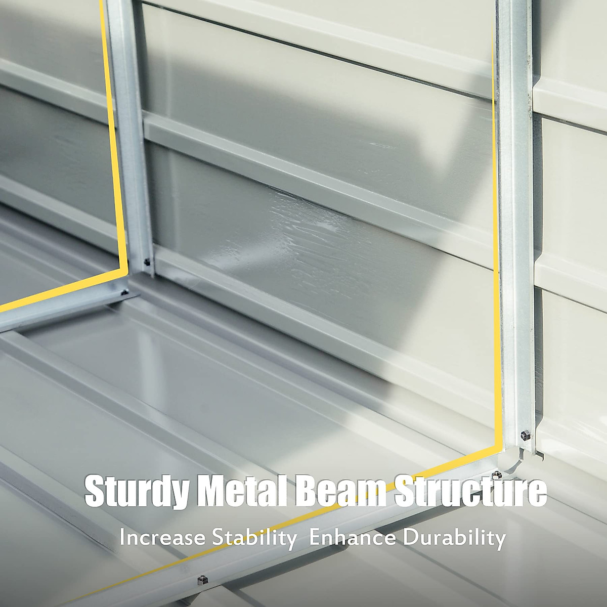 Domi Backyard Storage Shed 8.2’ x 6.2’ with Galvanized Steel Frame,Outdoor Garden Shed Metal Utility Tool Storage Room with Latches and Lockable Door for Balcony Lawn Poolside (Dark Gray)