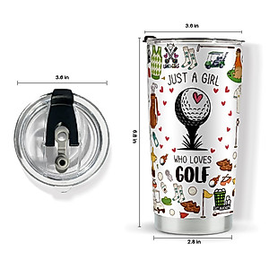 kdxpbpz Golf Lover Gifts for Girls Women Golf Gifts Tumbler Birthday Christmas Gifts for Friend Besties Stainless Steel Tumblers 20oz Just A Girl Who Loves Golf