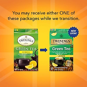 Twinings Green Tea with Lemon - Flavorful Green Tea with Lemon Pieces, Caffeinated Tea Bags Individually Wrapped, 20 Count