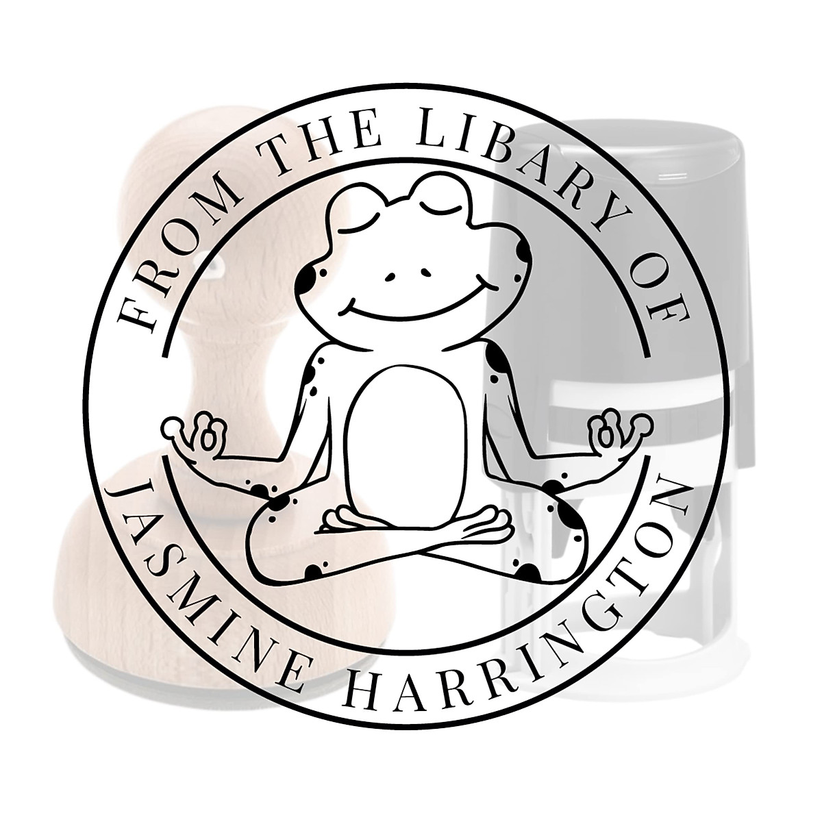 from The Library of, Ex Libris Book Stamp, Custom Library Stamp, Personalized Teacher Gift Monogram Self-Inking or Wood Handle Rubber Stamp (Black Cat)