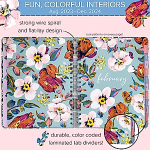 Vera Bradley Hardcover Daily Planner 2023-2024, Spiral Planner Dated August 2023 - December 2024, Jumbo Size Cute Planner, Weekly Planner with Monthly Calendar, Stickers, & Pockets, Sea Air Floral