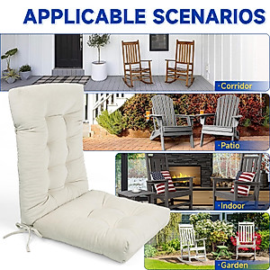 ROFIELTY Rocking Chair Cushions. 42x18 Inch Double Non-Slip Chair Cushions for Rocking Chairs Indoors/Outdoors, Tufted Fine Adirondack Chair Cushion. (Cream)