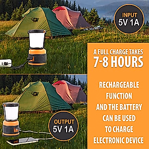 LED Camping Lantern Rechargeable, 1800LM, 4 Light Modes, 4400mAh Power Bank, IP44 Waterproof, Perfect Lantern Flashlight for Hurricane, Emergency, Power Outages, Home and More, USB Cable Included