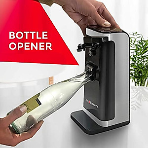 POHL SCHMITT Electric Can Opener, Knife Sharpener and Bottle Opener, Easy Push Down Lever, Black