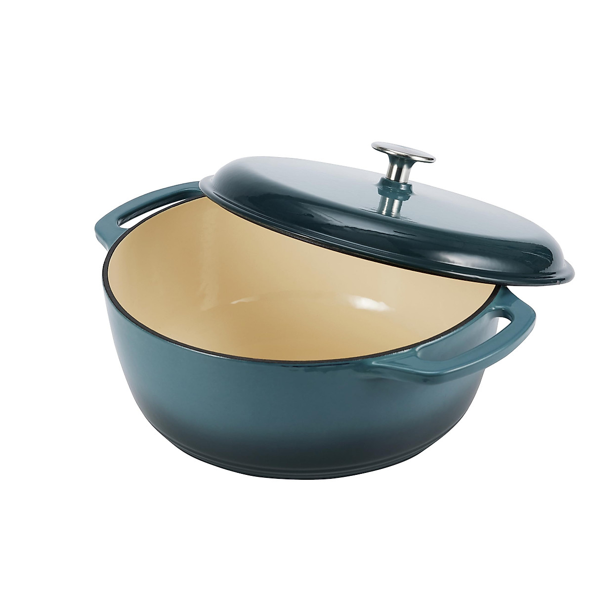 Amazon Basics Cast Iron Dutch Oven Pot with Lid, Enameled, Round, Dual Handles, Heavy-Duty, Medium, 6-Quart, Gray