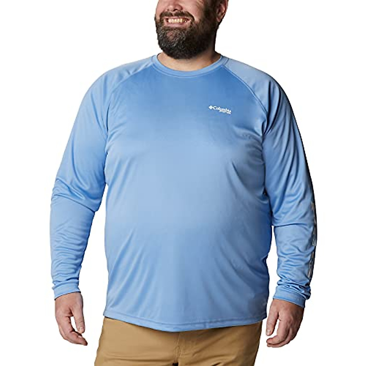 Columbia Men's Terminal Tackle Long Sleeve Shirt, White Cap/White Logo, Large